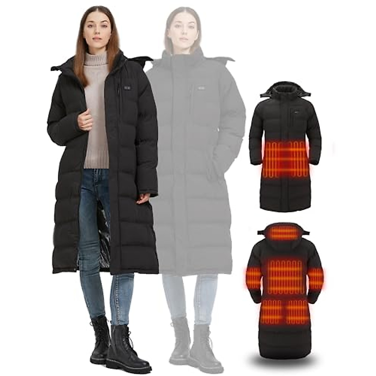 TRUNYAQI Long Winter Coats for Women, Women's Winter Coat Heated Jacket