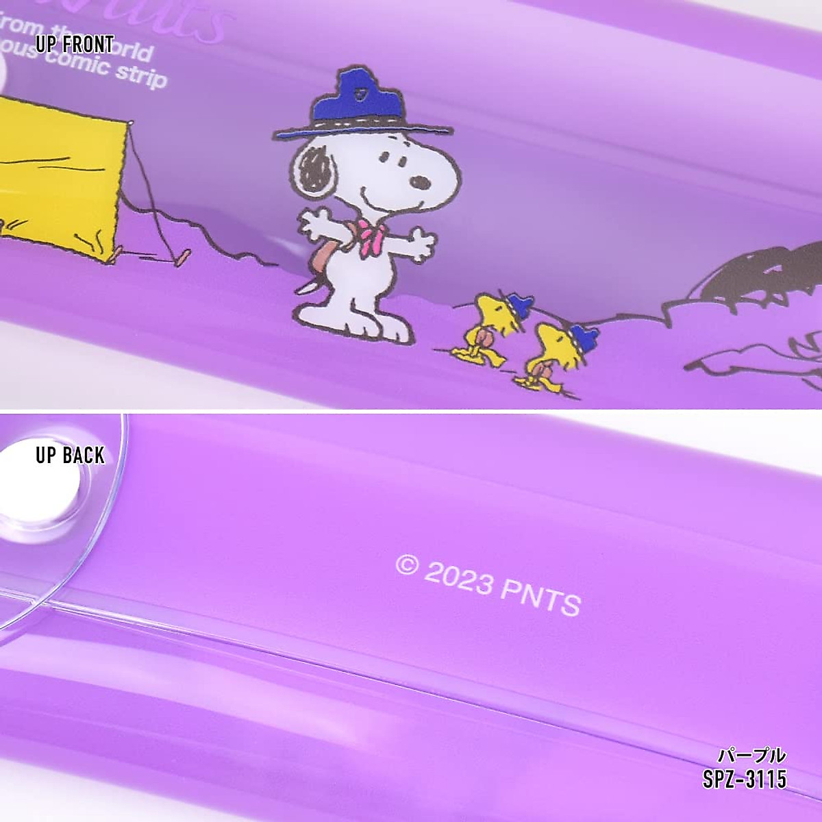 Snoopy 0234 Women's Pen Case, Pencil Case, Accessory Holder, Glasses Case, Clear Multi Case, L, Slim, Purple (SPZ-3115)