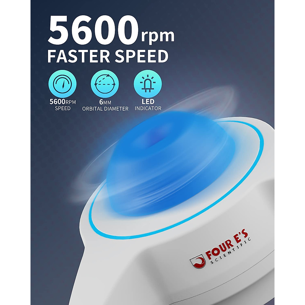 Mini Vortex Mixer with Extra Interchangeable Silicone Cap, Lab Vortex Shaker with Touch Function, 5600rpm, 6mm Orbital Diameter, for Acylic Paints, Nail Polish, Test Tubes, Blue