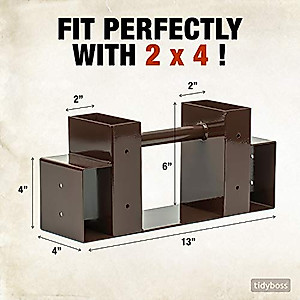 Tidyboss Outdoor Firewood Log Storage Rack | 2x4 Bracket kit | Adjustable to Any Length with Seal Strip, Gloves, Steel Plates and Screws (Dark Brown)