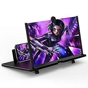 14" Screen Magnifier for Cell Phone -Fanlory 3D HD Magnifying Projector Screen Enlarger for Movies, Videos and Gaming – Foldable Phone Stand with Screen Amplifier–Compatible with All Smartphones