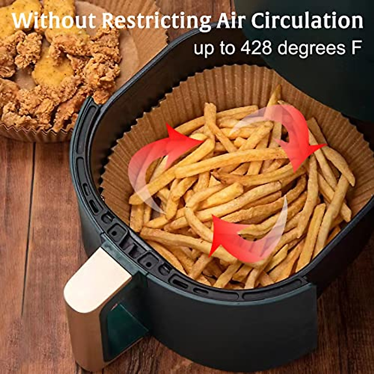 100PCS Air Fryer Disposable Paper Liner, Yokgrass Non-stick Air Fryer Parchment Paper, Oil-proof, Water-proof, Baking Paper for Air Fryer, Baking Roasting Microwave