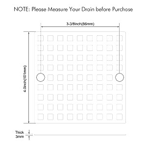 4" Matte Black Shower Drain Cover - Square Floor Drain Cover Replacement - Hair Catcher/Drain Strainer for Bathrooms, Showers, and Sinks - SUS304 Stainless Steel & CUPC Certified