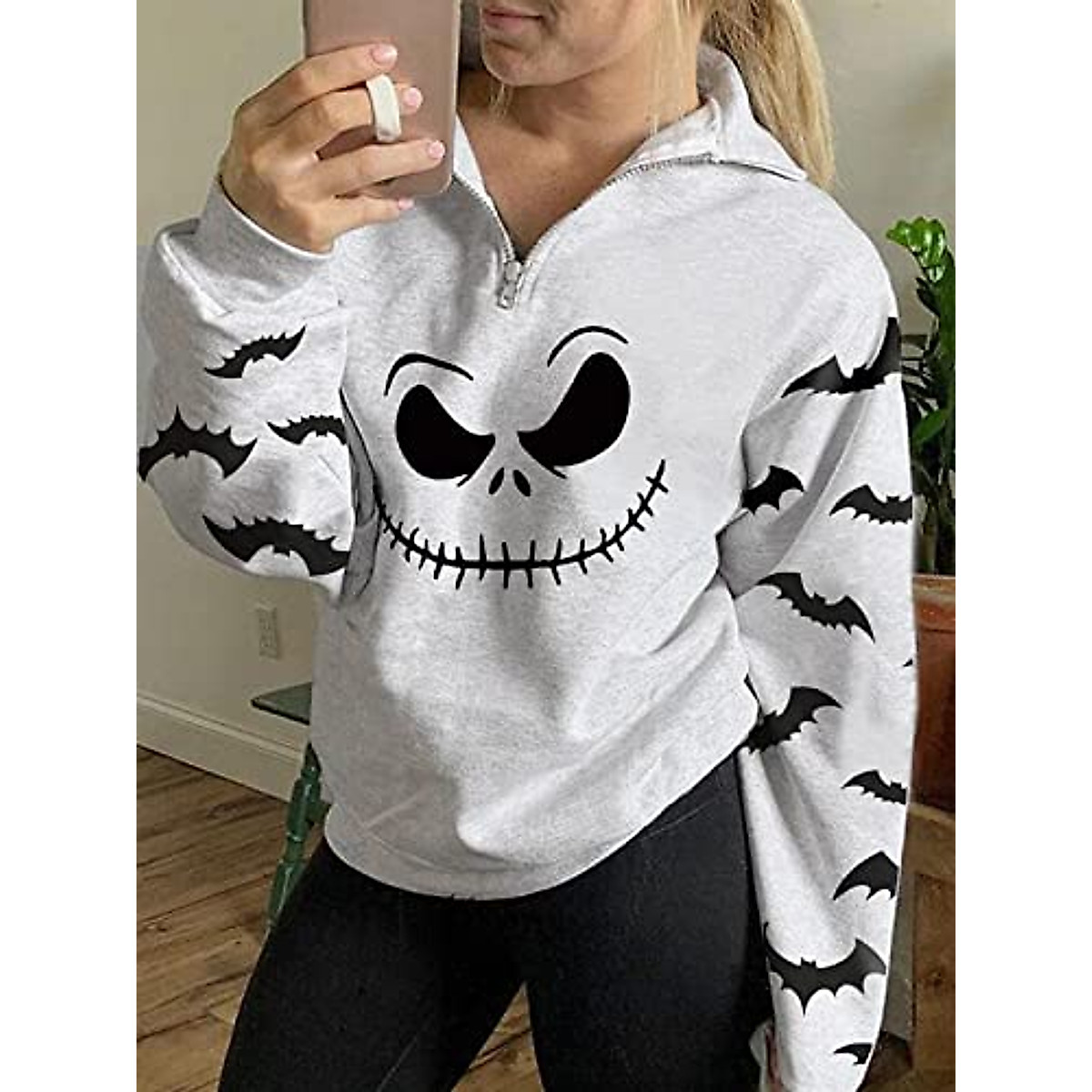 tiqwova Womens Nightmare Before Christmas Halloween Sweatshirt, Loose Casual Christmas Shirt for Women (N01-2XL)