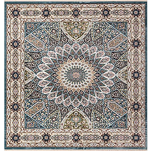 Unique Loom Narenj Collection Area Rug - Adams (10' Square, Blue/Burgundy)