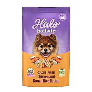 Halo Holistic Dog Food, Complete Digestive Health Cage-Free Chicken and Brown Rice Recipe, Dry Dog Food Bag, Small Breed Formula, 3.5-lb Bag