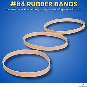 1InTheOffice Rubber Bands #64, Thick Rubber Bands, Heavy Duty Rubber Bands, Beige, Size 64, 380Pack