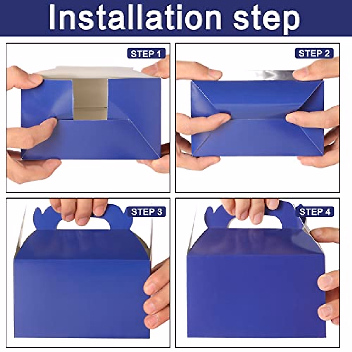 Navy Blue Treat Boxes 24 PCS Blue Candy Cake Gift Box DIY Favors Bag Snack Goodie Cardboard Dessert Boxes Prefect for Navy Blue Themed Birthday Party Gift Giving Wedding Baby Shower Graduation Party Supplies