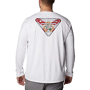 Columbia Men's Terminal Tackle PFG State Triangle LS, White/Fl Flag, 5X Tall