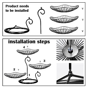 DOERDO 3 Tier Fruit Basket Holder, Decorative Fruit Bowls Stand, Table Countertop Holder for Vegetables Bread Snack, Black