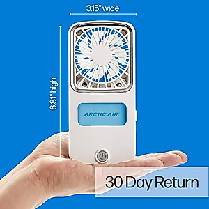 Arctic Air Portable Fan, Pocket Chill Handheld Mini Fan, Rechargeable Personal Air Cooler with Hydro-Chill Technology, 3 Speeds & Built-in-Kickstand, Cordless for Travel, Indoor or Outdoor Use