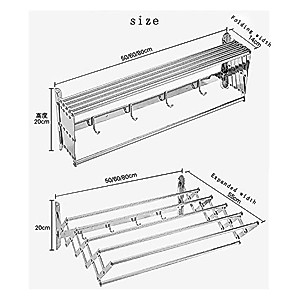XMCX Retractable Laundry Drying Rack Wall Mounted Hanging Dryer Bathroom Towel Rack with Hook Space-Saving Washing Clothesline Easy Storage (Size : 100cm/39.4inch)