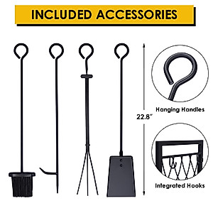 MYFIREPLACEDIRECT Firewood Rack, Heavy Duty Steel, 13" X 18" X 30.5", Black