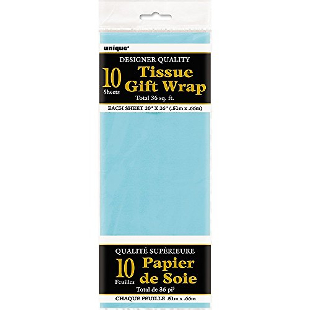 Unique Industries, Baby Blue, Tissue Gift Wraps-20" x 26", 10 Pcs, 10ct