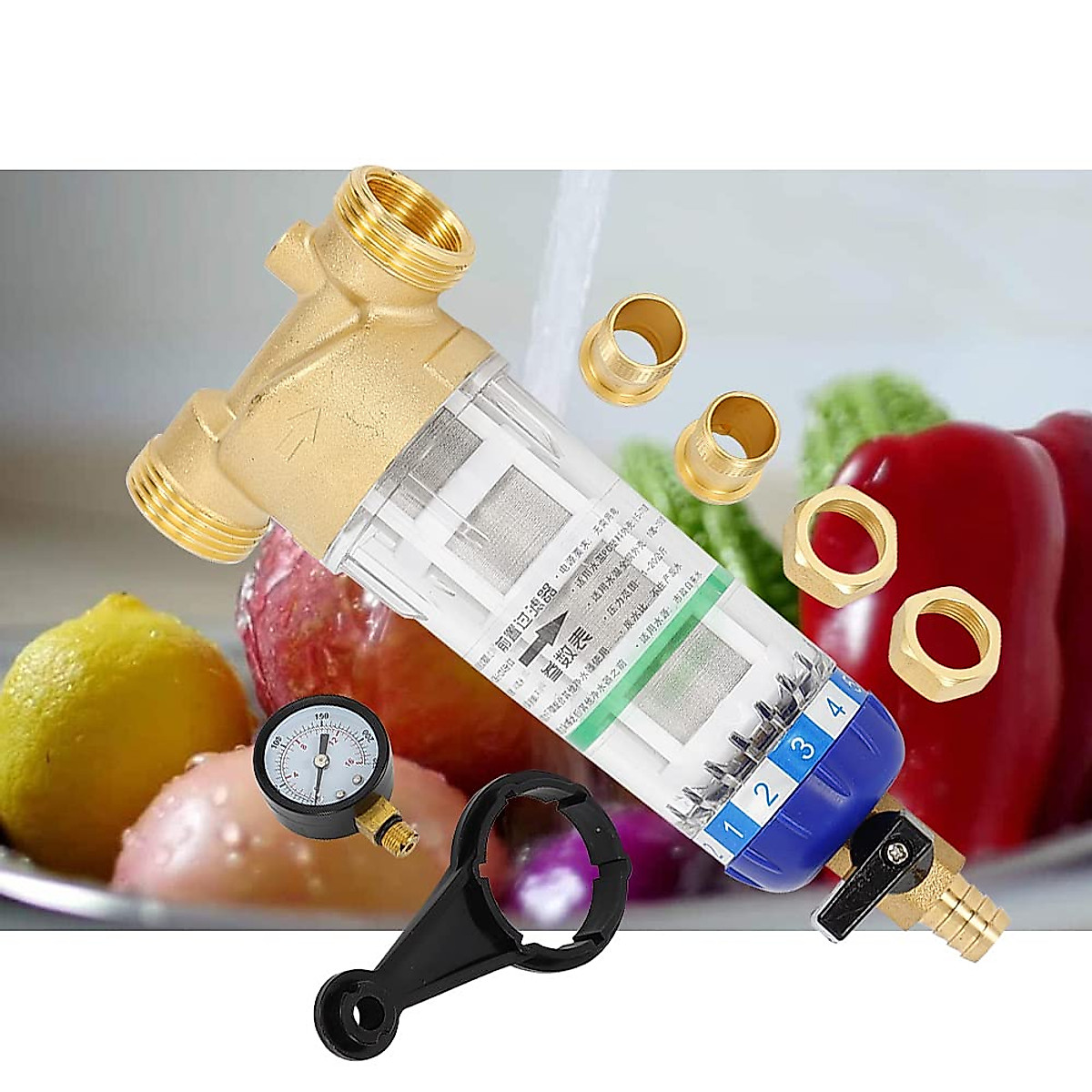 3/4" Inch High Flow Rate Reusable Sediment Water Filter Separator Sediment Water Filter Spin Down Mesh System 50℃ Water Filter