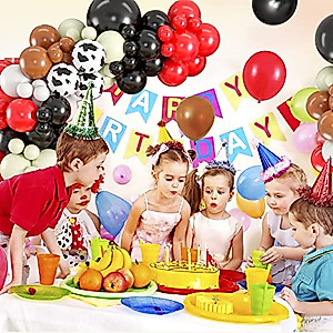 Cow Balloons Garland Arch Kit, Red White Black Cow Print Farm Animal Theme Party Balloon Garland Arch Kit Red Balloons for Kid's Birthday Party Baby Shower Party Supplies