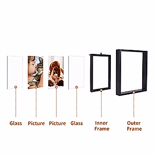 EXYGLO 2 Pack 8x10 Rustic Rotating Floating Picture Frames, Photo Frames for Vertical or Horizontal Tabletop Display, Black