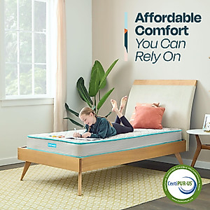 Linenspa 6 Inch Mattress - Firm Feel - Bonnell Spring with Foam Layer - Mattress in a Box - Youth or Kids Bed - Guest Bedroom - Durable and Breathable Support - Affordable - Twin XL Size