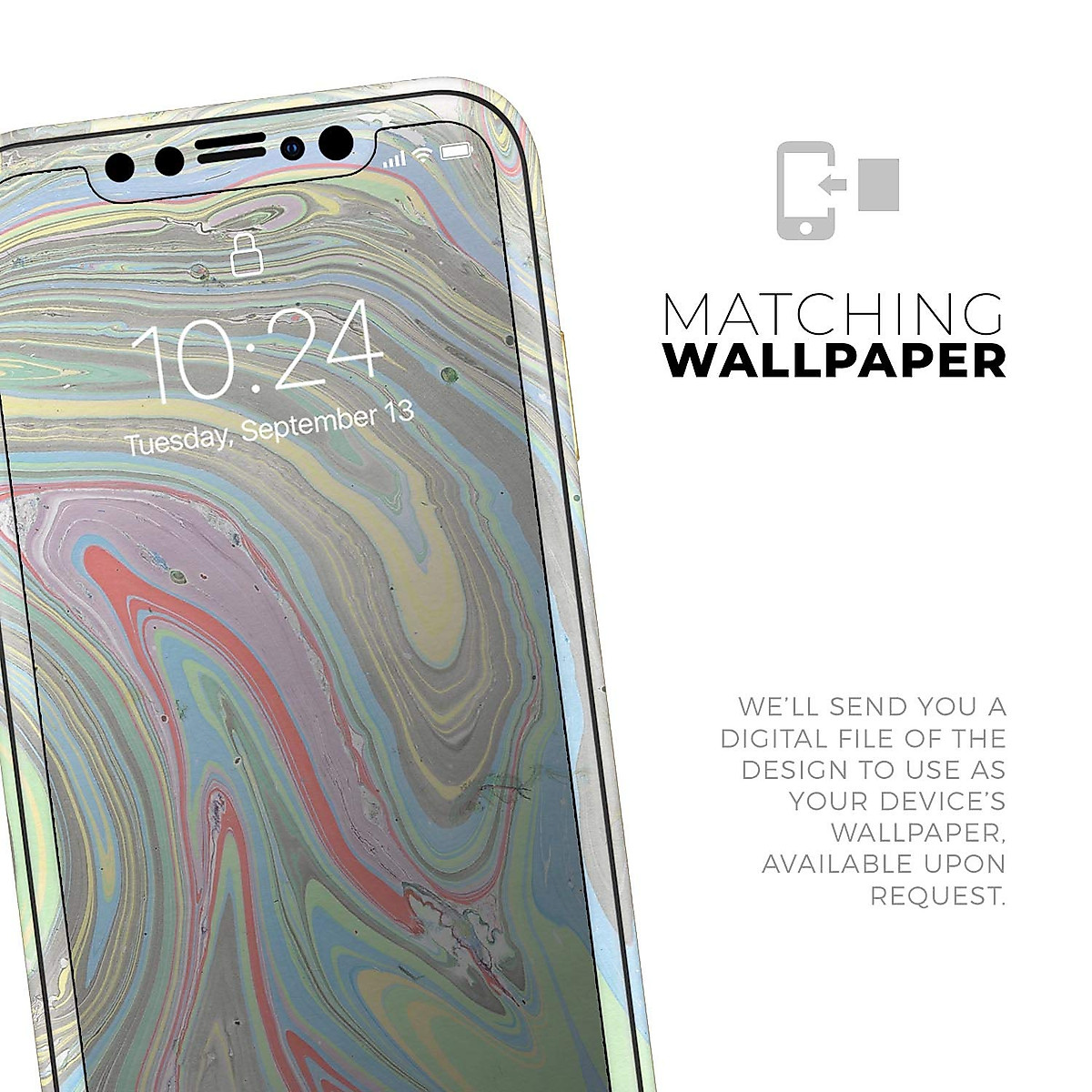 Design Skinz Marbleized Swirling Colors v2 - DesignSkinz Protective Vinyl Decal Wrap Skin Cover Compatible with The Apple iPhone 7 Plus (Full-Body, Screen Trim & Back Glass Skin)