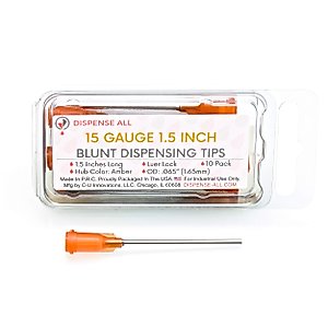 Dispense All - 14 Gauge 1.5 Inch Blunt Tipped Dispensing Needles, Luer Lock, 10 Count
