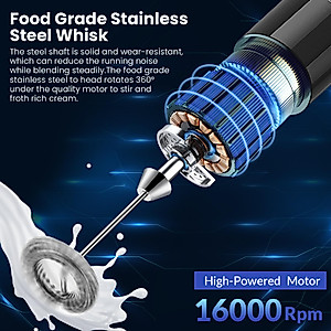 Handheld Milk Frother, Battery Operated Electric Foam Maker and Mixer for Drinks (Black)