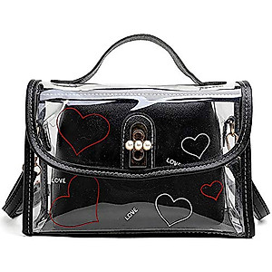 QZUnique Women's Fashion Jelly Color Handbag Candy Color Transparent Tote Bag Crossbody Shoulder Bag Set