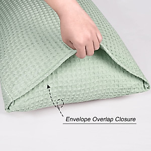 PHF Ultra Soft Waffle Weave Pillowcases Standard Size 20" x 26" 2 Pack, No Insert, Breathable Skin-Friendly Pillow Shams, Decorative Waffle Weave Pillow Case Covers, Sage Green