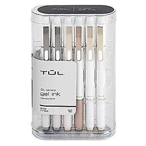 TUL® GL Series Retractable Gel Pens, Medium Point, 0.7 mm, Pearl White Barrel, Black Ink, Pack Of 12 Pens