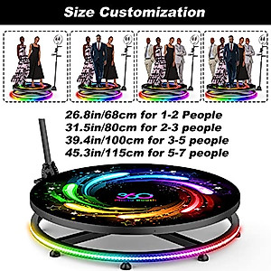 GGMEEK 360 Photo Booth Machine for Parties,360 Slow Motion Photo Booth, 2 People Stand on Remote Control Automatic Spin 360 Video Camera Booth Spinner 26.8'' with Flight Case