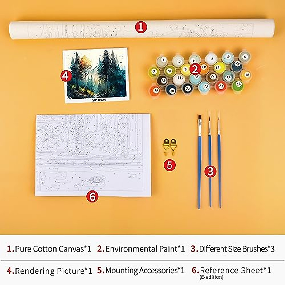 TUMOVO Paint by Number for Adults - Watercolor Forest Oil Painting for Adults Kids Paint by Number Nature Landscape Paint by Numbers DIY Acrylic Paint Number Kits Romantic Arts Craft, 16x20inch