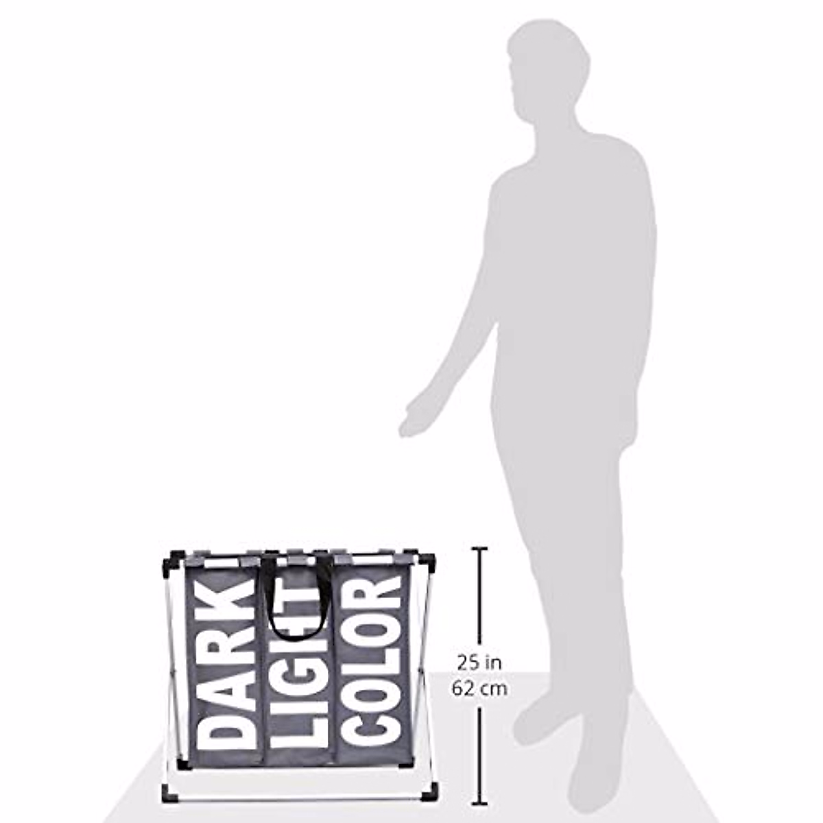 Amazon Basics Triple Laundry Basket Hamper, Dark Grey