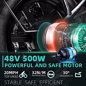 ECMRAD Teens Solo Cycling Electric Bicycle 21MPH Electric Commuter City Bicycles Folding Electric Bike with 500W Motor 14 inch Portable Small Ebike for Adults 48V 18AH Removable Battery