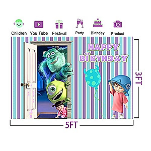 huio Monster Inc Backdrop for Birthday Party Supplies 5x3ft Monster Inc and Boo Theme Baby Shower Banner for Birthday Party Cake Table Decoration, One Size