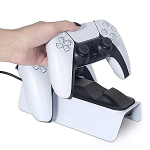 Upgraded PS5 Controller Charger, Fast Charging Dualsense Charging Station for Dual Playstation 5 Controllers with LED Indicator, White…