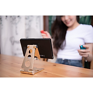 GAME'NIR Multi-Angle Adjustable Compact Metal Foldable Holder Stand for Nintendo Switch, iPad, iPhone, Samsung Galaxy, Google Nexus, Switch Stand, tablet stand holder, Mobile phone holder stand, BLACK
