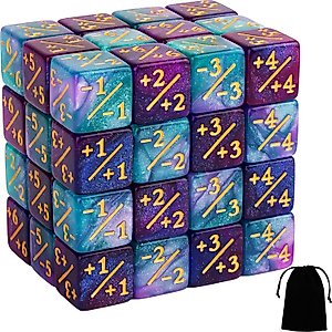 48 PCS MTG Counter Dice Magic The Gathering Counters Status Tokens Starry Sky Life D6 Dice Set for MTG Cards Game Night Accessories (Turquoise&Lilac, Navy&Purple)
