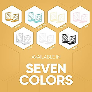 Premium Geometric Gold Honeycomb Bookends for Shelves, Metal Book Ends for Office, L-Shaped Book Stopper, Rustproof Bookends Decorative Unique for Home, 6.25 (L) x 6 (W) inches, 1 Pair - Geomod