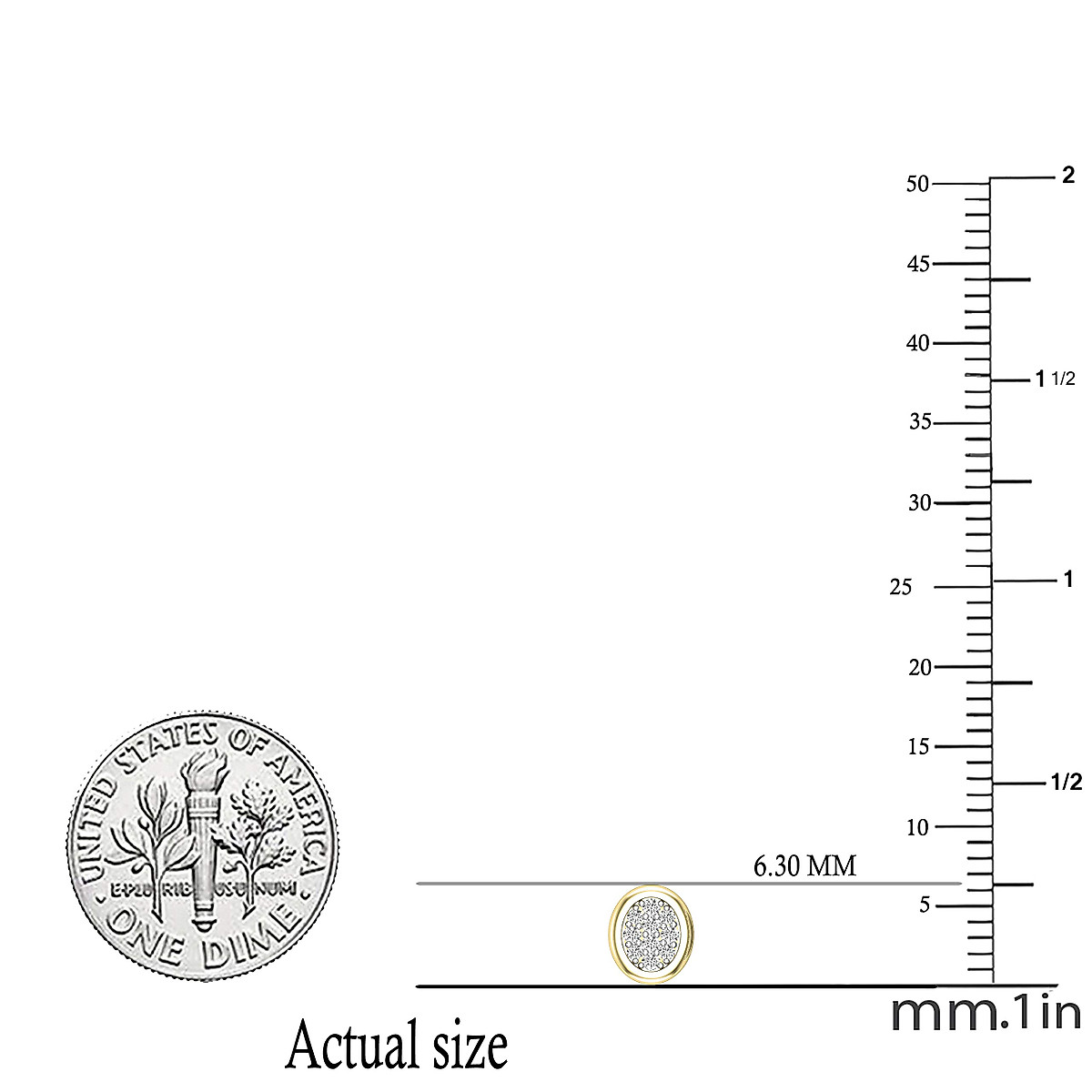 Dazzlingrock Collection 0.10 Cttw Round White Diamond Womens Oval Frame Cluster Stud Earrings 1/10 CT, 10K Solid Yellow Gold