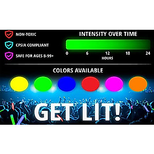 Glow Fever Glow Sticks Bulk 100ct Premium Glow in The Dark Light Up with Lanyards, for Glow Party Supplies, Party Favors, Birthday, Halloween, Graduation, Super Bright, Glow Up to 12 hrs