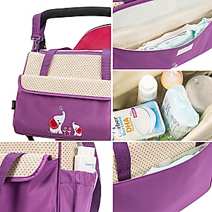 SoHo Animals Diaper Tote Bag 10Pc, ElephantsPurple