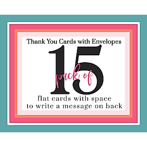 15 Mustache Thank You Cards with Grey Envelopes - Stationery for Boys Baby Shower - Dapper Chevron Stripes