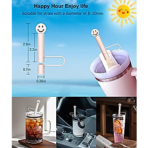 Aiscool 6Pcs Straw Covers Compatible with Stanley 30&40 Oz Tumbler with Handle Rose Quartz, 0.39in/10mm Straw Covers Cap, Soft Reusable Silicone Straw Protectors