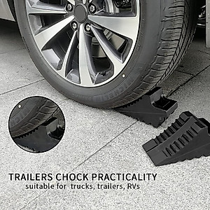 ROBLOCK Solid Rubber Wheel Chocks Heavy Duty Trailer Chock -2 Pack Black, 8.6" Long x 3.7 Wide x 4.7" High for Car, Travel Trailers, RV, Truck, and ATV
