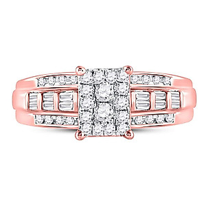 Dazzlingrock Collection 10kt Rose Gold Womens Round Diamond Cluster Bridal Wedding Engagement Ring 1/2 ctw