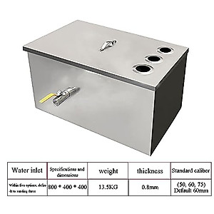 HTRY Commercial Grease Trap, 304 Stainless Steel Water Oil Separator, Oil and Wastewater Treatment Tank Sink, Suitable for Kitchens, Restaurants, and Canteens(Size:Three80 * 40 * 40cm)