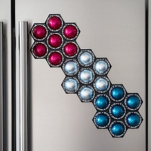 Hemiola Coffee Pod Holders, Honeycomb Capsule Organizer Set Intended for Nespresso Vertuoline Pods, Fridge and Wall Mount, Magnetic and Foam Tape Included, Pack of 3, Holds Up to 21 Pods