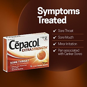 Cepacol Maximum Strength Throat Drop Lozenges, Honey Lemon, 16 Count (Pack of 24)