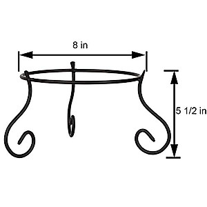 Lily's Home Metal Gazing Ball Stand for 10 or 12 inch Metal and Glass Garden Gazing Globes and for Plant or Flowerpot Holder, Birdbath Bowl Stand. Black. 5-inch Tall