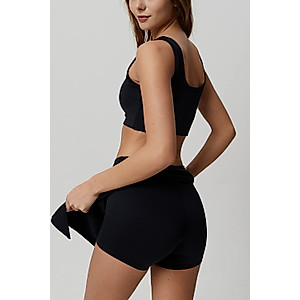 QINSEN Women's Two Pieces Active Dress Sports Bra Tank Top Built in Shorts Mini Skirt Tennis Dresses Black XL