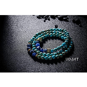 [Udjat]Turquoise Emperor Stone Wrap Bracelets,Healing Crystal Bracelet, Chakra Bracelet,Mala beads Crystal Bracelet for Woman, Turquoise Wrap Bracelets, turquoise emperor stone,blue sodalite